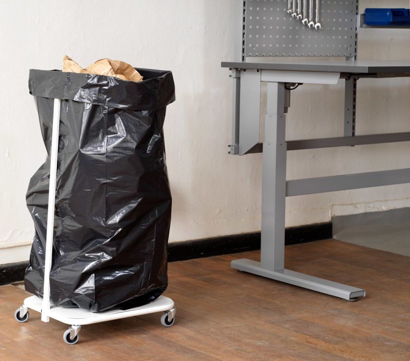 Sopsäckshållare med 4 länkhjul, 125 liter, vit | Runelandhs