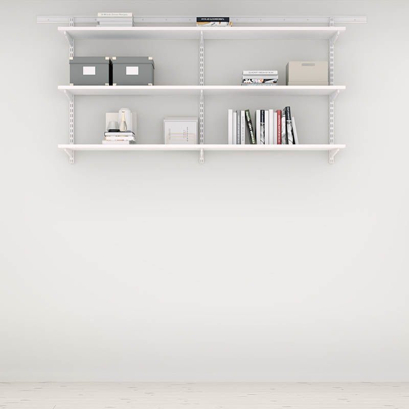 Hyllsystem ELFA vägghylla, låg grund, vit laminat, BxHxD 940x988x325 mm ...